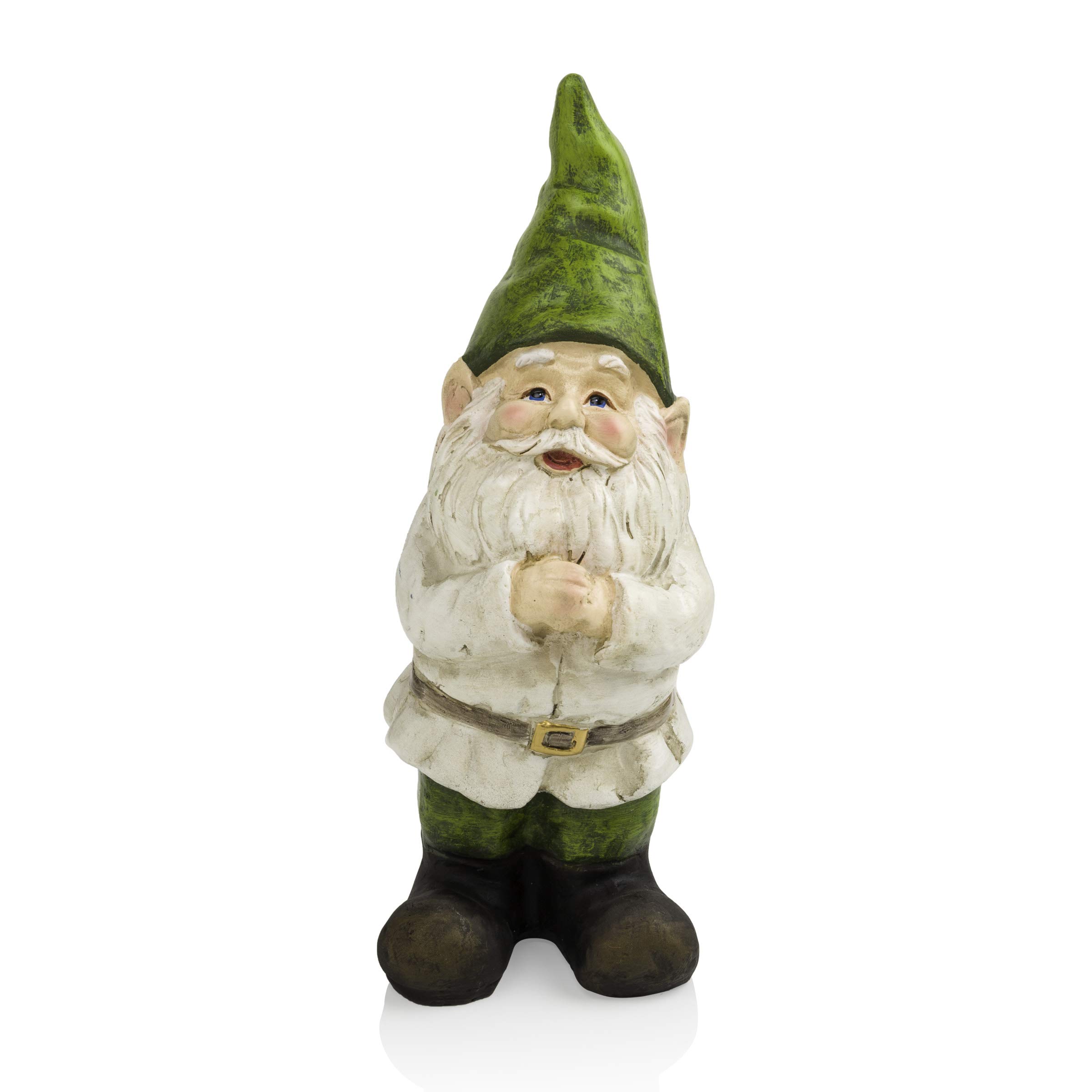 Alpine Corporation 12" Tall Outdoor Garden Gnome Folding Hands Yard Statue Decoration