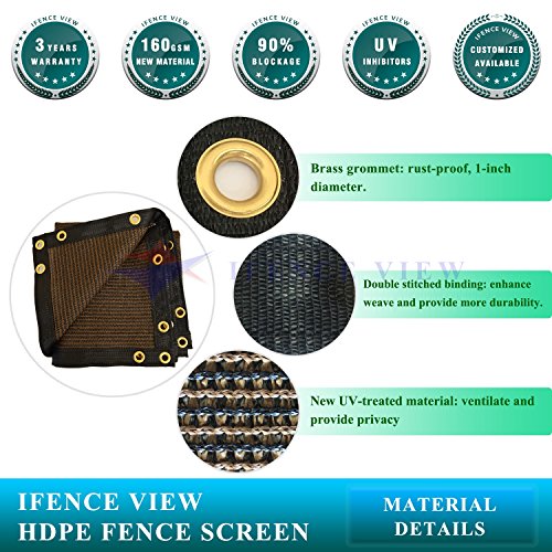 Ifenceview 4'x5' to 4'x50' Brown Shade Cloth/Fence Privacy Screen Fabric Mesh Net for Construction Site, Yard, Driveway, Garden, Railing, Canopy, Awning 160 GSM UV Protection (4' x 6')