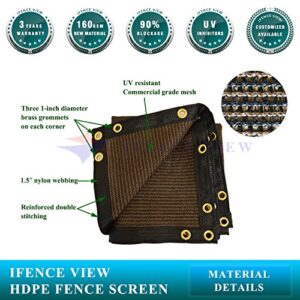 Ifenceview 4'x5' to 4'x50' Brown Shade Cloth/Fence Privacy Screen Fabric Mesh Net for Construction Site, Yard, Driveway, Garden, Railing, Canopy, Awning 160 GSM UV Protection (4' x 6')