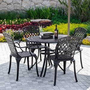 Withniture Cast Aluminum Patio Chairs,Outdoor Dining Chairs Set of 2 with High Back,Metal Patio Chairs,All Weather Outdoor Bistro Chair for Garden,Backyard(Bronze)