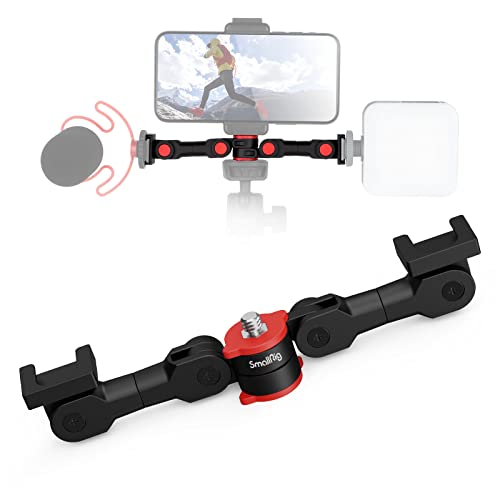 simorr Dual Cold Shoe Extension Bar Universal Cold Shoe Mount Bracket Plate Adapter, Camera Flash Brackets with 1/4" Thread Holes for Microphone,Led Video Light,Audio Recorder Monitors-3483