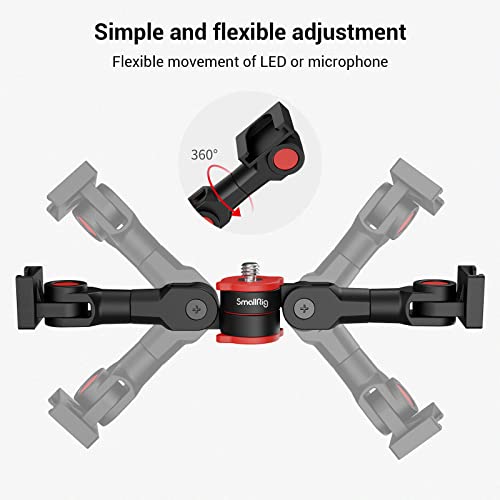 simorr Dual Cold Shoe Extension Bar Universal Cold Shoe Mount Bracket Plate Adapter, Camera Flash Brackets with 1/4" Thread Holes for Microphone,Led Video Light,Audio Recorder Monitors-3483