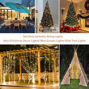 Patio Umbrella Lights, Solar Waterproof Umbrella String Lights with 360 Warm White LED, Fairy String Lights Perfect for Umbrella Outdoor Garden Decor, Home Garden Wedding Party Christmas