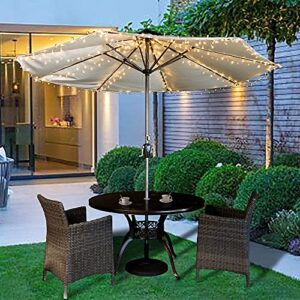 Patio Umbrella Lights, Solar Waterproof Umbrella String Lights with 360 Warm White LED, Fairy String Lights Perfect for Umbrella Outdoor Garden Decor, Home Garden Wedding Party Christmas