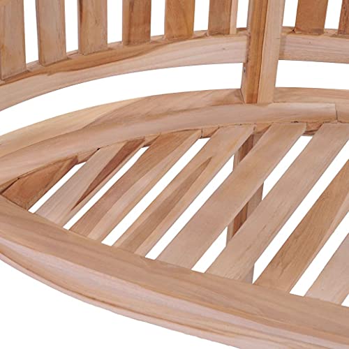 vidaXL Solid Teak Wood Banana Bench Garden Outdoor Patio Balcony Backyard Terrace Living Room Seat Lounge Seating Wooden Home 78.7"