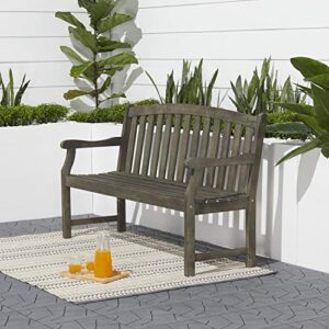 Vifah Renaissance Outdoor Patio 5-Foot Hand-Scraped Wood Garden Bench