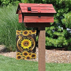 LSIWMSK Hippie Sunflower. Imagine All The People Living Life in Peace Flag 3D Print Vertical Double Sided Home Decoration Outdoor Garden Patio Yard Lawn Flag 12.5 X 18inch