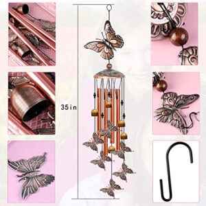 Butterfly Wind Chimes Outside,Windchimes Outdoors Clearance,35In Aluminum Tube Wind Chime with S Hook,Butterflies Gifts for Women,Yard Porch Garden Patio Decor,Birthday Gift for Mom Grandma Friend