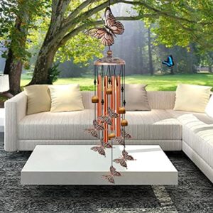 Butterfly Wind Chimes Outside,Windchimes Outdoors Clearance,35In Aluminum Tube Wind Chime with S Hook,Butterflies Gifts for Women,Yard Porch Garden Patio Decor,Birthday Gift for Mom Grandma Friend