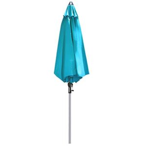 Tangkula 9 ft Patio Umbrella, Outdoor Market Table Umbrella with 1.5¡± Aluminum Pole, 8 Sturdy Ribs & Crank for Garden, Lawn, Deck, Backyard & Poolside (Turquoise)