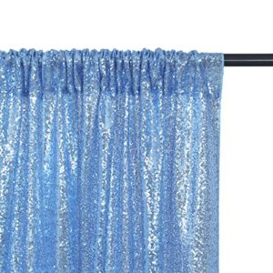 Baby Blue Glitter Sequin Backdrop Curtains 2 Panels 2ftx8ft Baby Shower Party Backdrop for Boy Gorgeous Photography Fabric Drapes