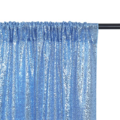 Baby Blue Glitter Sequin Backdrop Curtains 2 Panels 2ftx8ft Baby Shower Party Backdrop for Boy Gorgeous Photography Fabric Drapes