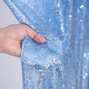 Baby Blue Glitter Sequin Backdrop Curtains 2 Panels 2ftx8ft Baby Shower Party Backdrop for Boy Gorgeous Photography Fabric Drapes