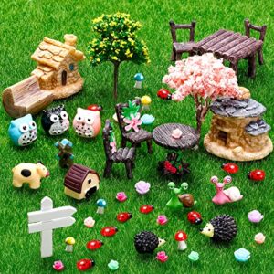 skylety 64 pieces miniature fairy garden accessories mini animals miniature ornament kit animal figurines animals miniature micro landscape accessories for dollhouse decoration plant house decor