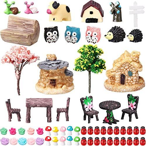 Skylety 64 Pieces Miniature Fairy Garden Accessories Mini Animals Miniature Ornament Kit Animal Figurines Animals Miniature Micro Landscape Accessories for Dollhouse Decoration Plant House Decor