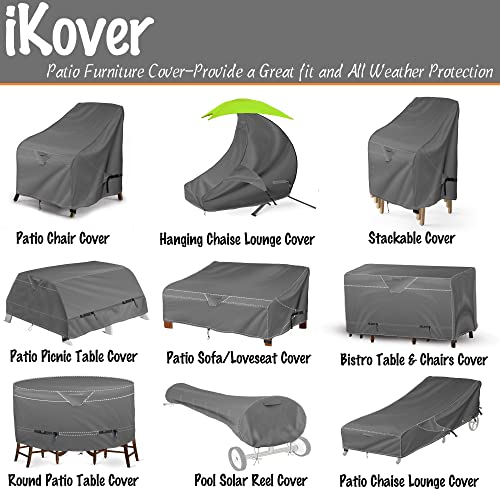 iKover Patio Couch Loveseat Cover, Heavy Duty Patio Furniture Covers, 100% Waterproof Outdoor Sofa Cover, Provide a Great Fit and All Weather Protection, (Grey,90 Inch)