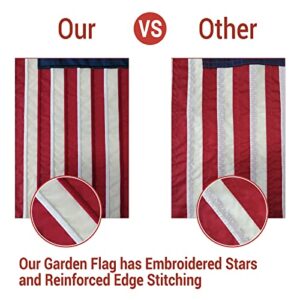 SYII American Garden Flag 12x18 Inch Made in USA, Embroidered Stars US Yard Flags for Lawn Patio 4th of July Patriotic Decor