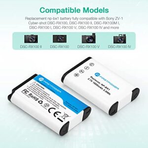 FirstPower NP-BX1 Battery 2-Pack and USB Dual Charger for Sony ZV-1 Sony Cyber-Shot DSC-RX100,DSC-RX100 II,DSC-RX100M II,DSC-RX100 III,DSC-RX100 IV,DSC-RX100 V/VII and Other Models