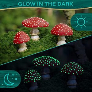 Qingo Mushroom Decor Wild Fairy Garden Accessories Glow in The Dark, Luminous Miniature Rabbit Easter Hunt Decorations Animals Figurines Lawn Plant Pots Bonsai Craft for Outside and Indoor Supplies