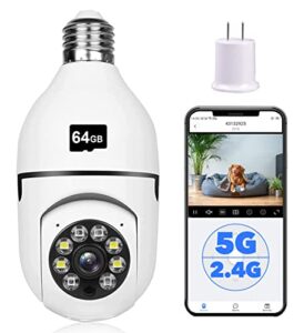 light bulb security camera, 1080p 2.4ghz wifi home security camera, 360° surveillance cam with motion detection alarm night vision light socket security camera