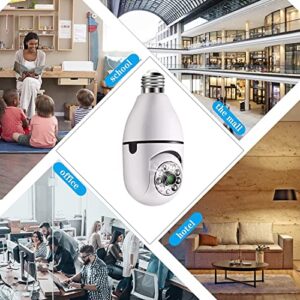 Light Bulb Security Camera, 1080P 2.4GHz WiFi Home Security Camera, 360° Surveillance Cam with Motion Detection Alarm Night Vision Light Socket Security Camera