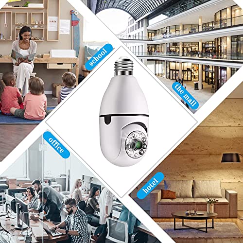 Light Bulb Security Camera, 1080P 2.4GHz WiFi Home Security Camera, 360° Surveillance Cam with Motion Detection Alarm Night Vision Light Socket Security Camera