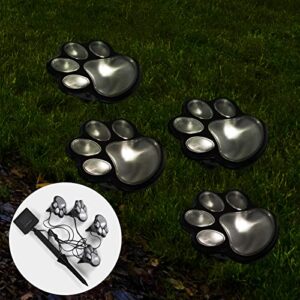 paw print solar lights outdoor garden decor led yard decoration (warm white – set of 4)