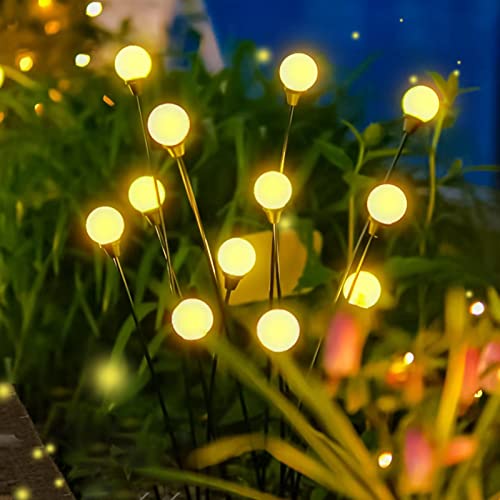 waitmin Firefly Lights Solar Outdoor - Solar Garden Lights, Solar Swaying Light, Decorative Solar Lights Yard Patio Pathway Decoration, Warm White (2 Pack)