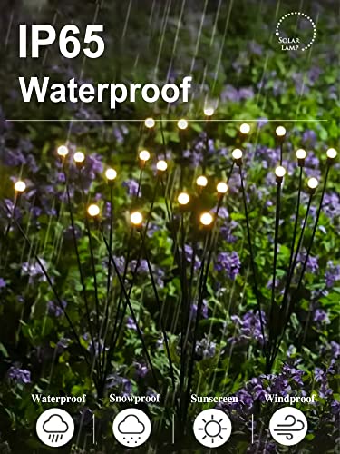 waitmin Firefly Lights Solar Outdoor - Solar Garden Lights, Solar Swaying Light, Decorative Solar Lights Yard Patio Pathway Decoration, Warm White (2 Pack)