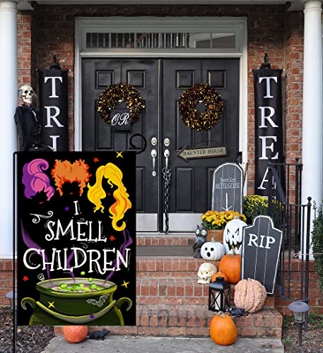 Halloween Decorations Garden Flag 12x18 Vertical Double Sided I Smell Children Sisters Fall Outside Hocus Pocus Decor Burlap Yard Flag BW204