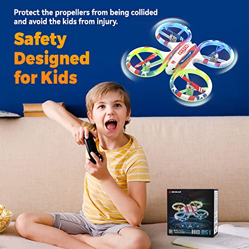 BEZGAR HQ051 Mini Drone for Kids - RC Drone Indoor, LED Remote Control Drone with 3D Flip, Headless Mode and 2 Speed Propeller Full Protect Small Drone for Beginners, Great Gifts for Boys and Girls