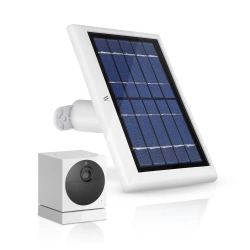 [Updated Version] Wasserstein Solar Panel Compatible with Wyze Cam Outdoor and Wyze Cam Outdoor V2 - Power Your Surveillance Camera with 2W 5V Charging (1 Pack, White) (Wyze Cam NOT Included)