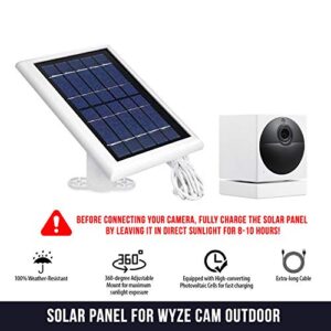 [Updated Version] Wasserstein Solar Panel Compatible with Wyze Cam Outdoor and Wyze Cam Outdoor V2 - Power Your Surveillance Camera with 2W 5V Charging (1 Pack, White) (Wyze Cam NOT Included)