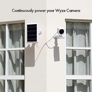 [Updated Version] Wasserstein Solar Panel Compatible with Wyze Cam Outdoor and Wyze Cam Outdoor V2 - Power Your Surveillance Camera with 2W 5V Charging (1 Pack, White) (Wyze Cam NOT Included)