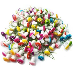 nsbell 160pcs fairy garden mushroom mini tiny foam mushroom miniature colorful mushroom artificial fairy garden ornament for flower pot micro landscape decoration