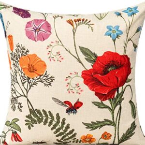 All Smiles Outdoor Patio Throw Pillow Covers Summer Spring Garden Flowers Farmhouse Décor Outside Furniture Swing Seat Bench Chair Decorative Cushion Cases 18x18 Set of 4 for Deep Seat Bed Couch Sofa