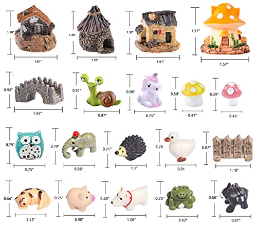 104 PCS Miniature Fairy Garden Accessories, Including Fairy Garden Animals, Mini Garden Houses and DIY Fairy Garden Dollhouse Decoration,Miniature Figurines, Micro Landscape Ornaments, Garden DIY Kit