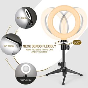 Video Conference Lighting Kits, 6” LED Selfie Ring Light with Tripod Stand, Clip on Laptop Monitor for Webcam Lighting/Zoom Lighting/Remote Working/Self Broadcasting/Live Streaming