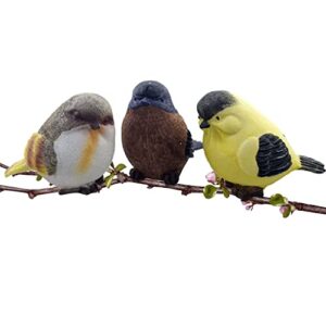 puoo 3 pieces garden birds statues,lawn decorated bird figurine,indoor home decor resin bird,outdoor patio garden tree decoration statue (set 2)