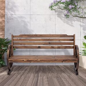 kinsunny wooden wagon wheel bench yard decorative 3-person fir wood seat bench with backrest rustic style for bench patio garden