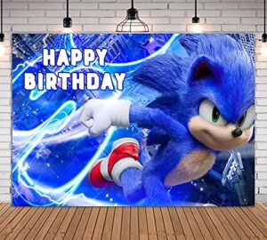 psxf blue sonic hedgehog happy birthday themed photography backdrop 5x3ft sonic boom superhero kids 1st birthday party photo background studio banner