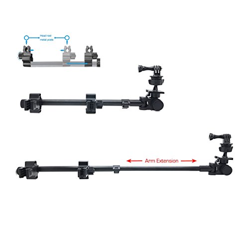 ChargerCity Dual Post Telescopic Headrest Mount for All GoPro Hero Session Sony Contour ROAM AKASO Yi 4K Action Cam Camera to Record Drifting Race Track Racing Video (Include Tripod Adapter & Wrench)