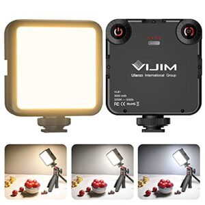 vijim led video light, vl81 on camera light with 3 cold shoe rechargeable 3000mah battery bicolor dimmable 3200k-5600k cri95+ portable photography photo lighting panel for youtube dslr camcorder vlog