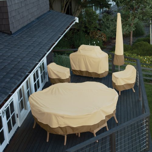 Classic Accessories Veranda Water-Resistant 82 Inch Round Patio Table & Chair Set Cover, Outdoor Table Cover