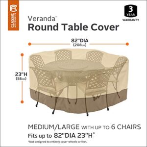 Classic Accessories Veranda Water-Resistant 82 Inch Round Patio Table & Chair Set Cover, Outdoor Table Cover