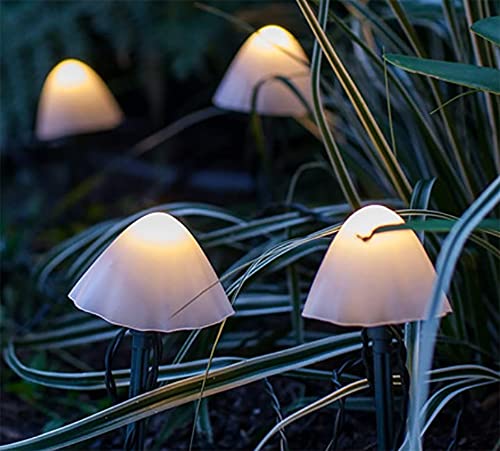 Mushroom String Lights Solar 12FT 12 LEDs Pathway Lights Waterproof Mushroom LED Fairy Lights Outdoor Mini Ground Plug Light for Christmas Yard Patio Gazebo Garden Party Landscape Light, Warm White