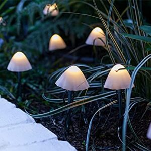 Mushroom String Lights Solar 12FT 12 LEDs Pathway Lights Waterproof Mushroom LED Fairy Lights Outdoor Mini Ground Plug Light for Christmas Yard Patio Gazebo Garden Party Landscape Light, Warm White