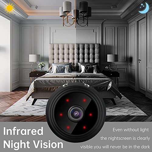 Mini Camera WiFi Wireless Nanny Cam, 1080p HD Home Security Camera,Night Vision Indoor/Outdoor Small Dog Pet Camera for Mobile Phone Applications in Real Time