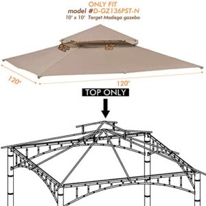 Ontheway 10FT x 10FT Replacement Canopy roof, Model L-GZ136PST for Target Madaga Gazebo