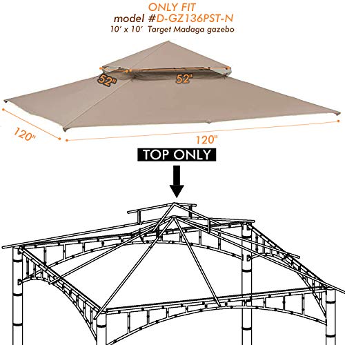 Ontheway 10FT x 10FT Replacement Canopy roof, Model L-GZ136PST for Target Madaga Gazebo